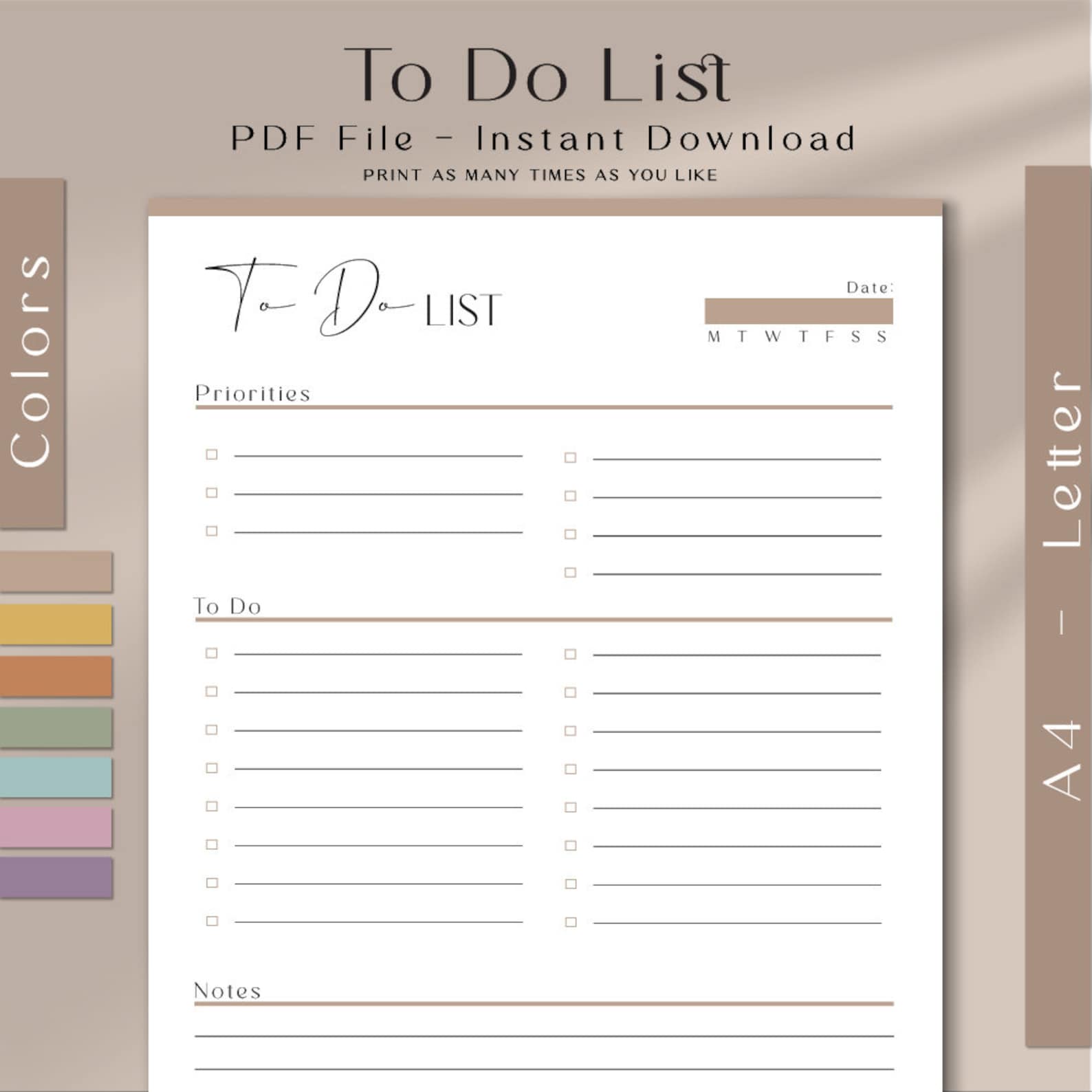 Printable to Do List Daily Schedule PDF Productivity Planner Task ...