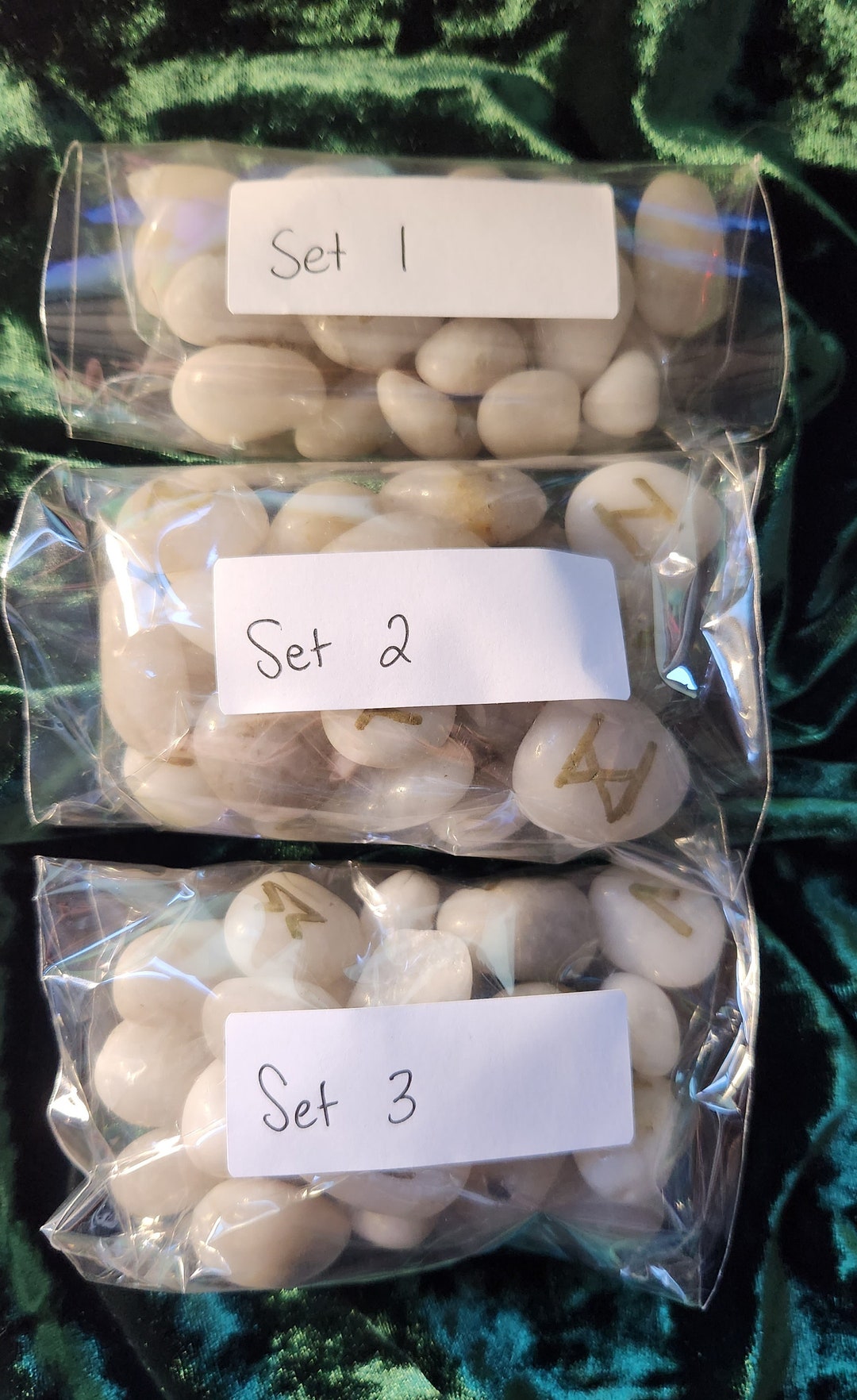 White and Gold Rune Set Small Stone Rune Set River Stone - Etsy