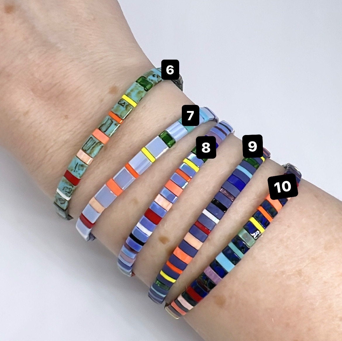 Rainbow Tile Bracelets - Etsy