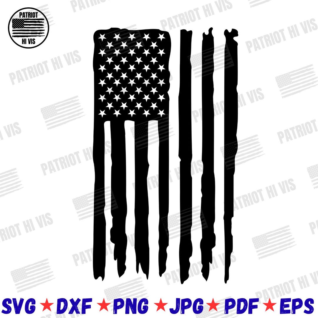Distressed American Flag SVG: Vertical Patriotic Design (digital ...
