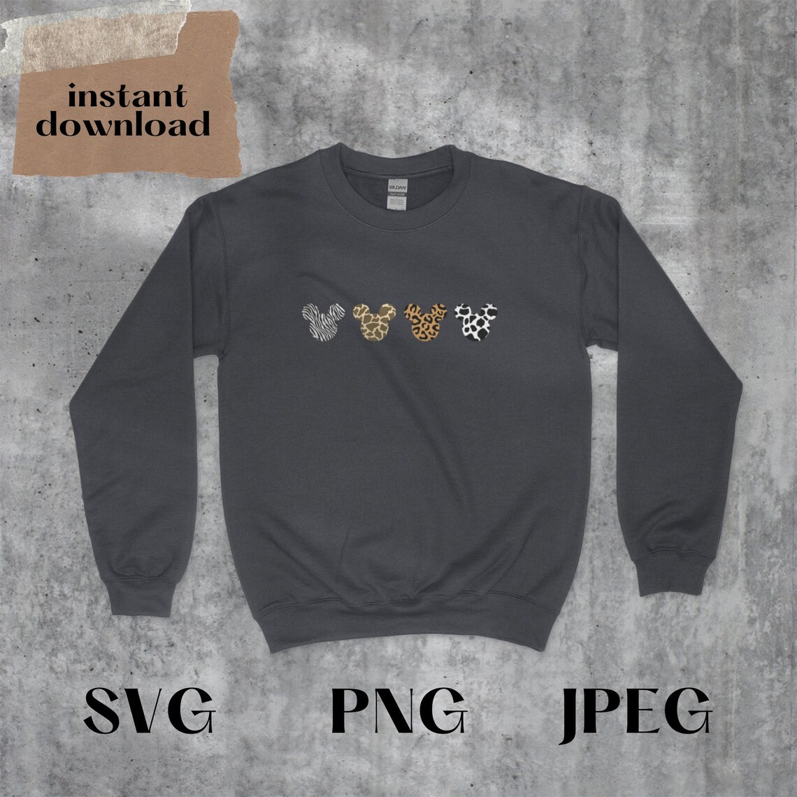 Animal Print Mickey Heads, SVG-PNG-JPG - Etsy