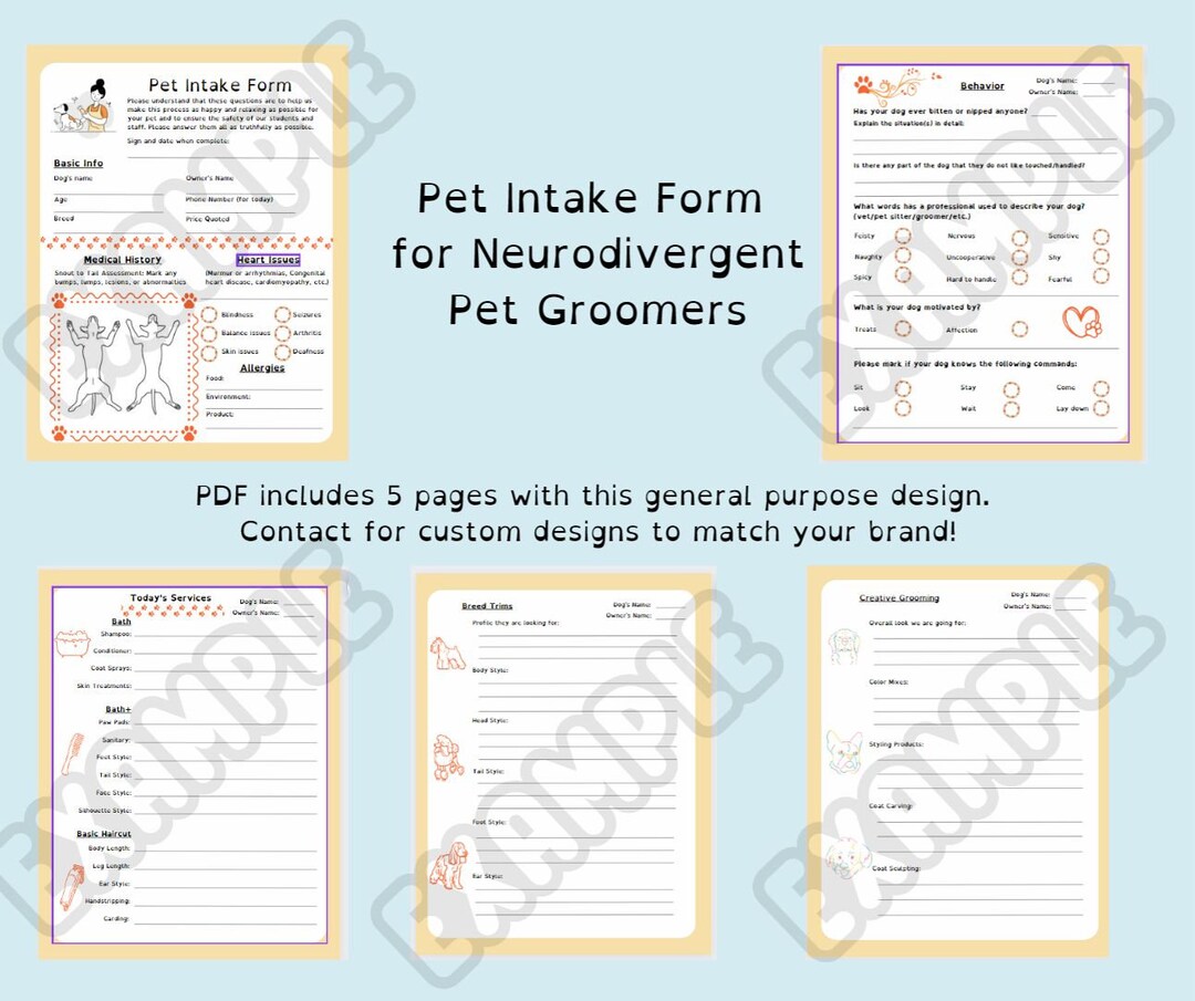 Pet Intake Form for Neurodivergent Groomers - Etsy