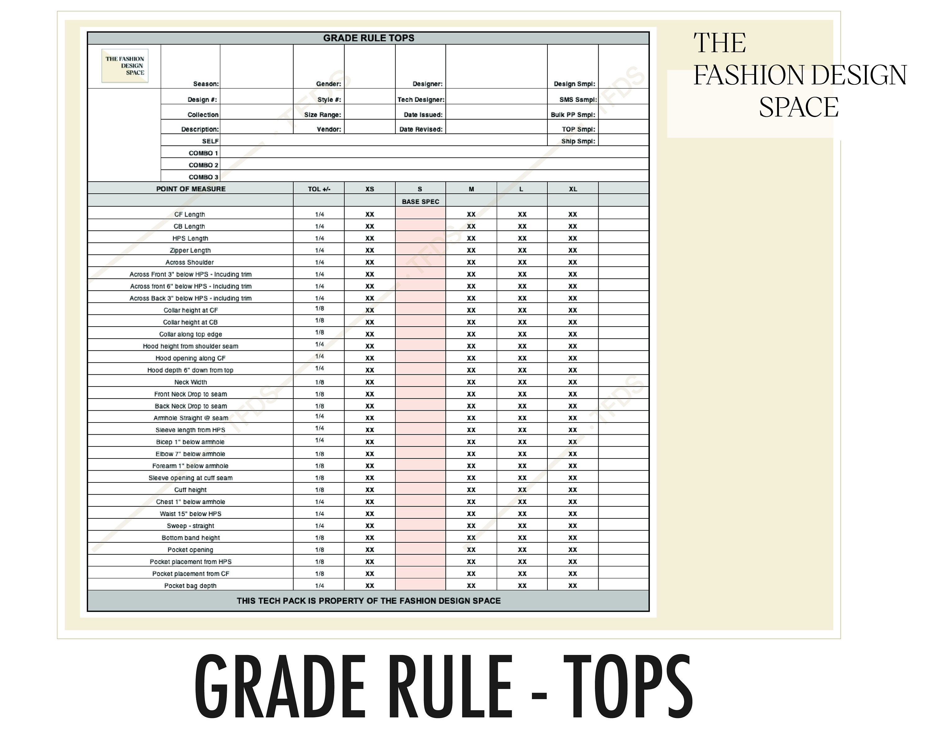 Apparel Grade Rule Tops Fashion Grading Technical Fashion Etsy