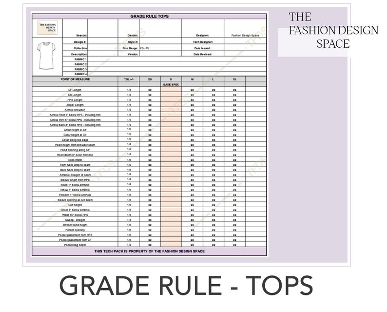Apparel Grade Rule Tops, Fashion Grading, Technical Fashion - Etsy