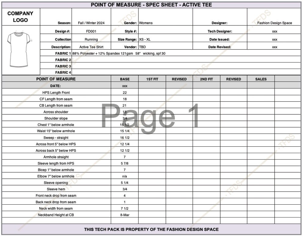 Complete Tech Pack Template, EXCEL Fashion Tech Pack, Technical Tech ...