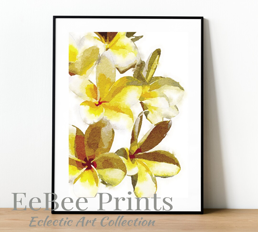 Contemporary Watercolor Flower Wall Art | Plumeria | Trendy Digital ...