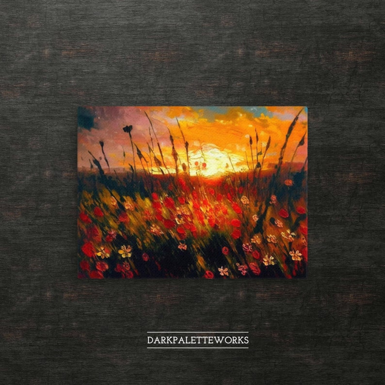 Oil Style Red Sun Flower Oil Painting Floral Stretched Canvas Giclee ...