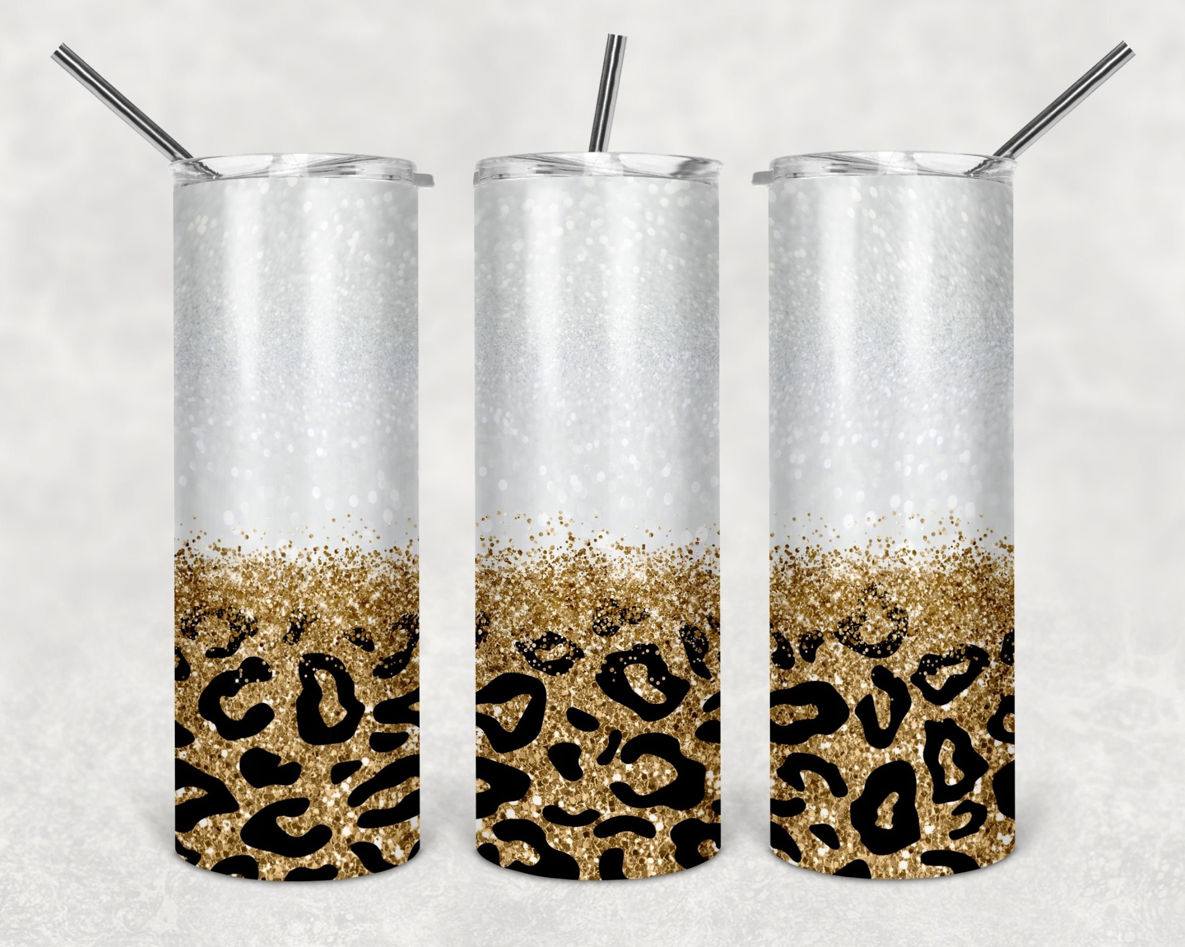 Gold Glitter Leopard Print PNG Sublimation Tumbler Wrap 20oz and 30oz ...