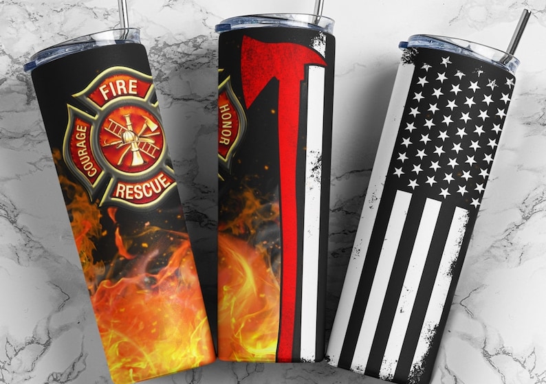 Fire Rescue Sublimation Tumbler Wrap 20oz and 30oz Tapered and Straight ...