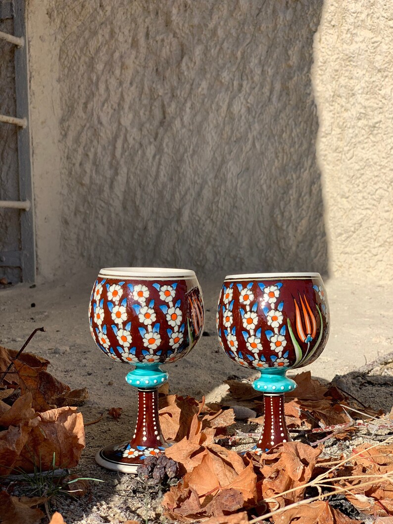 Tree of Life Designed Goblet Unique Clay Wine Glass Artisan Pottery ...