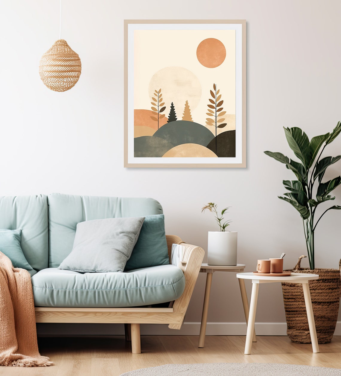 Set of 3 Boho Forest Landscapes, Mid Century Modern Prints, Bohemian ...