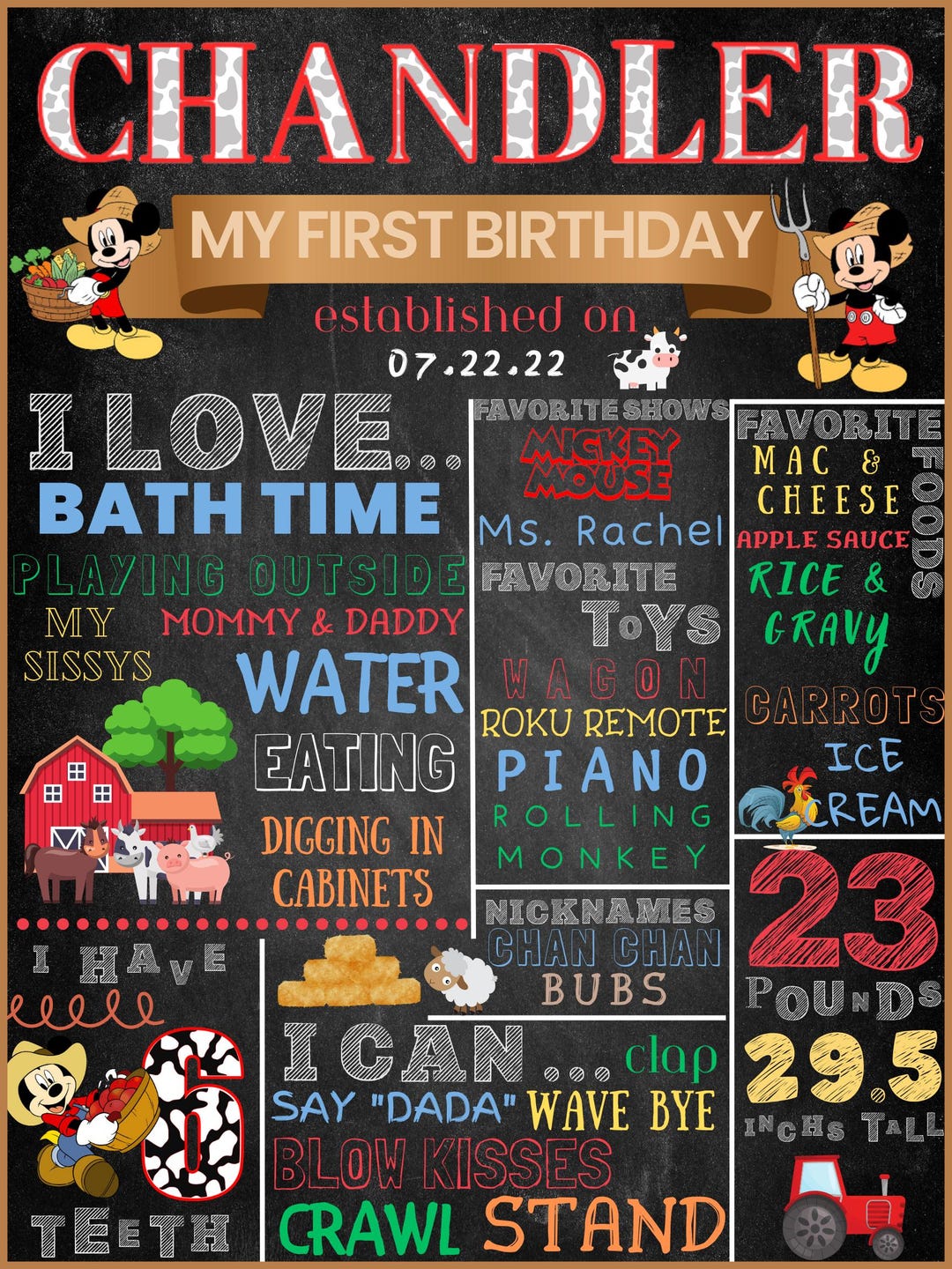 Mickey Mouse - Bluey - Construction - Birthday Milestone Poster ...