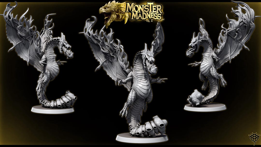 Colossal Inferno Drake (pose 04) | Monster Madness Vol 2 | Kaiju - Etsy