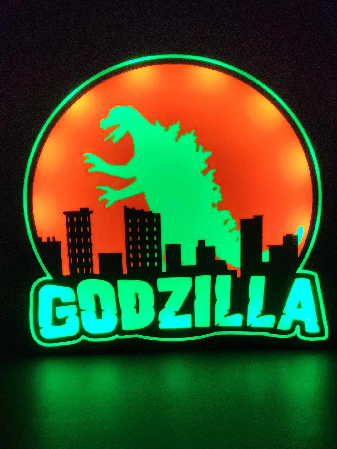 Godzilla Inspired Light Box, Nightlight, Desk Lamp, Sound Activated ...