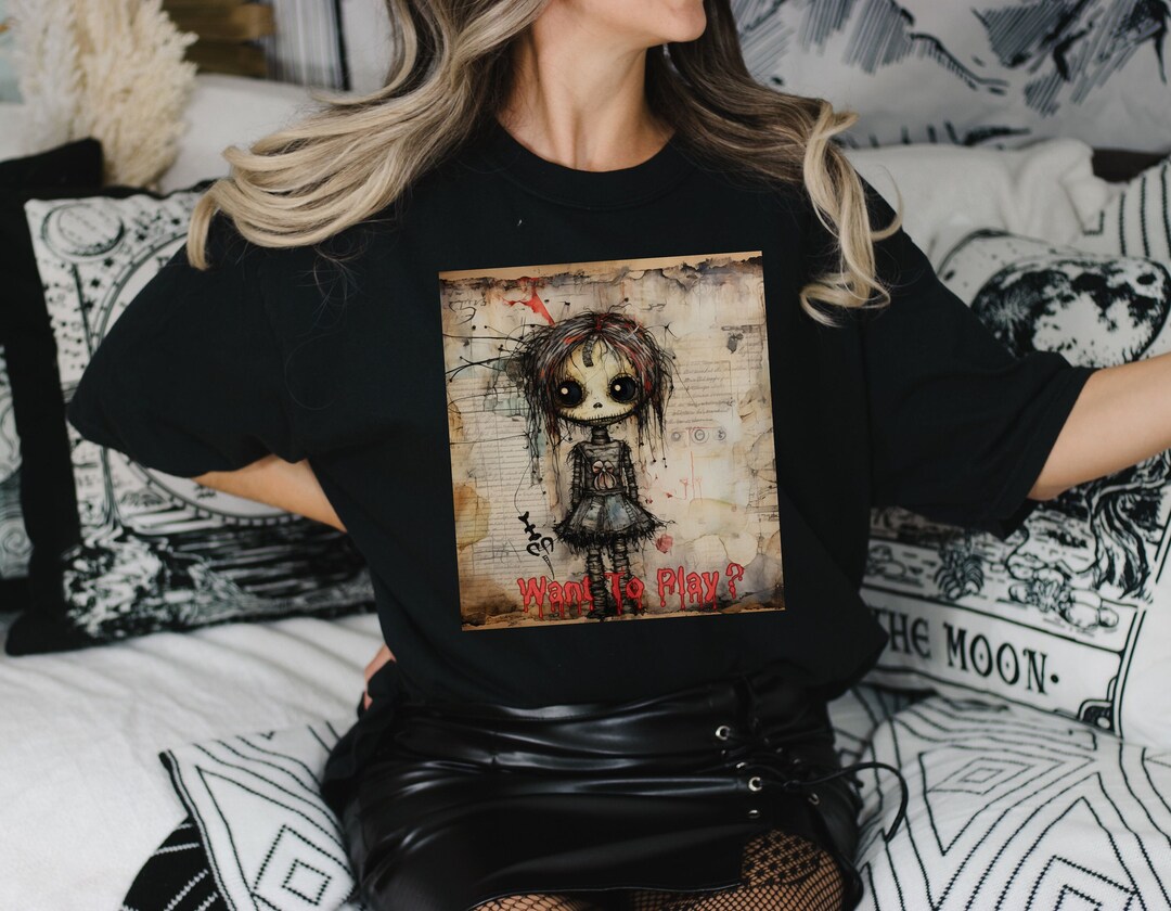 Creepy Doll Gothic T Shirt, Comfort Colors Vintage Halloween Shirt ...