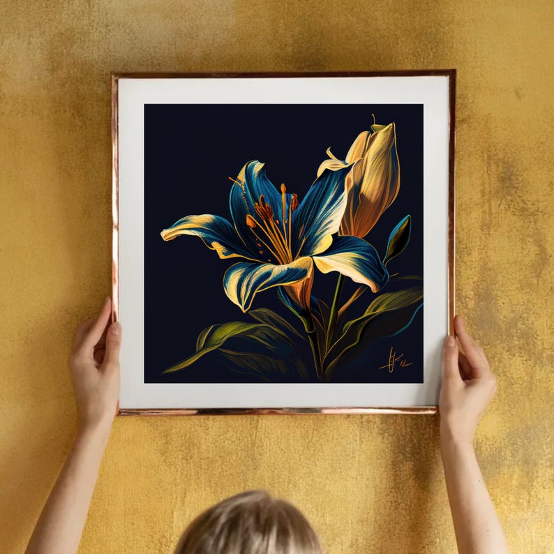 Lily Floral Botanical Artwork Poster Vintage Van Gogh Art Style ...