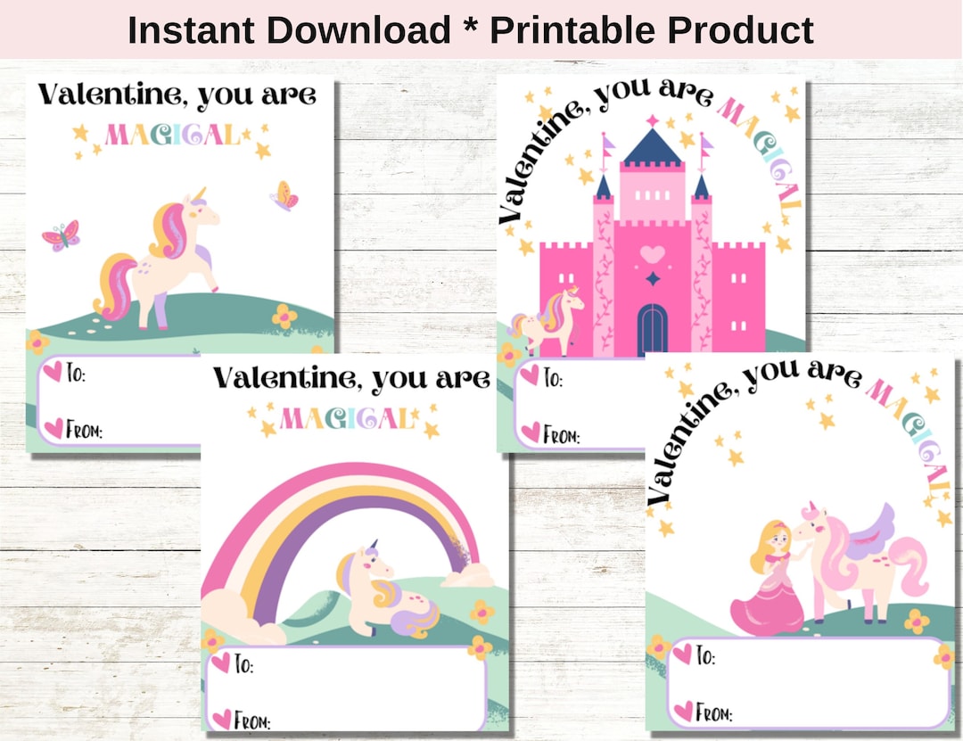 Printable Unicorn Valentine's Day Cards, Unicorn Classroom Valentines ...