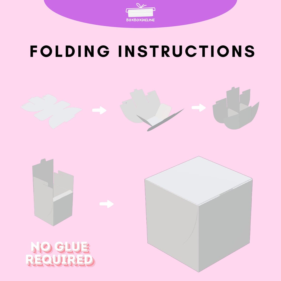 Simple Cube Box Template, Box Dieline, Square Box Template, Flip Top ...