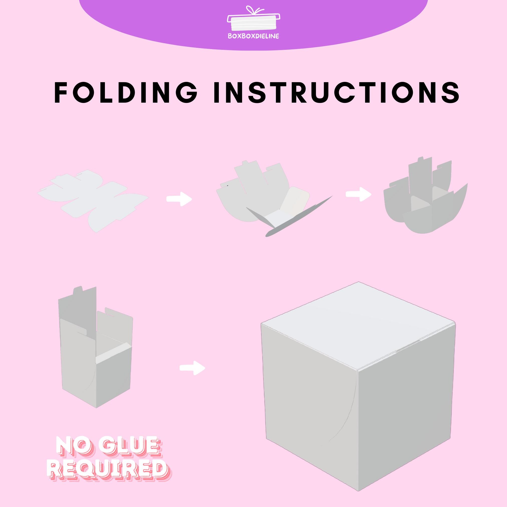 Simple Cube Box Template, Box Dieline, Square Box Template, Flip Top ...