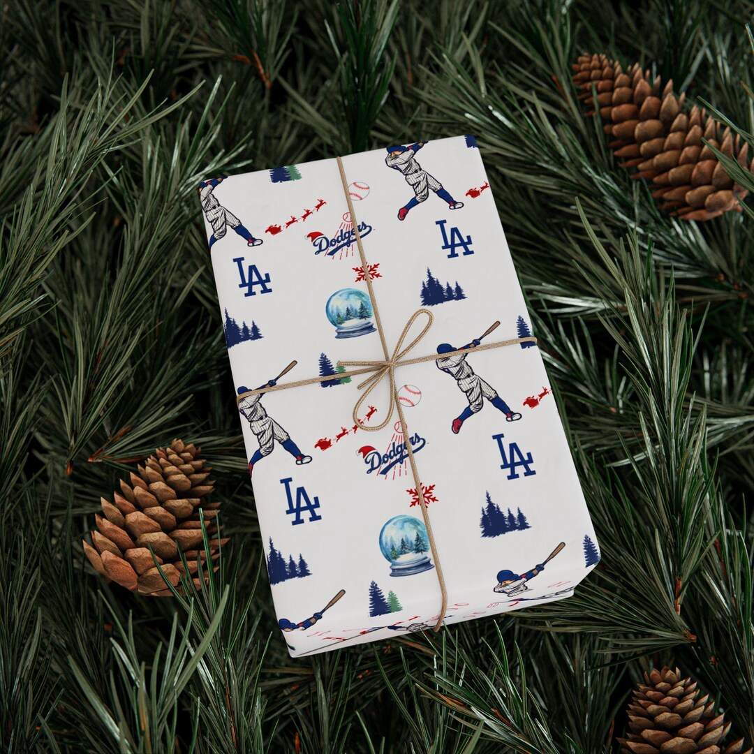 Wrapping Paper Dodger Blue Baseball, Holiday Gift Wrap, Elegant, Blue ...