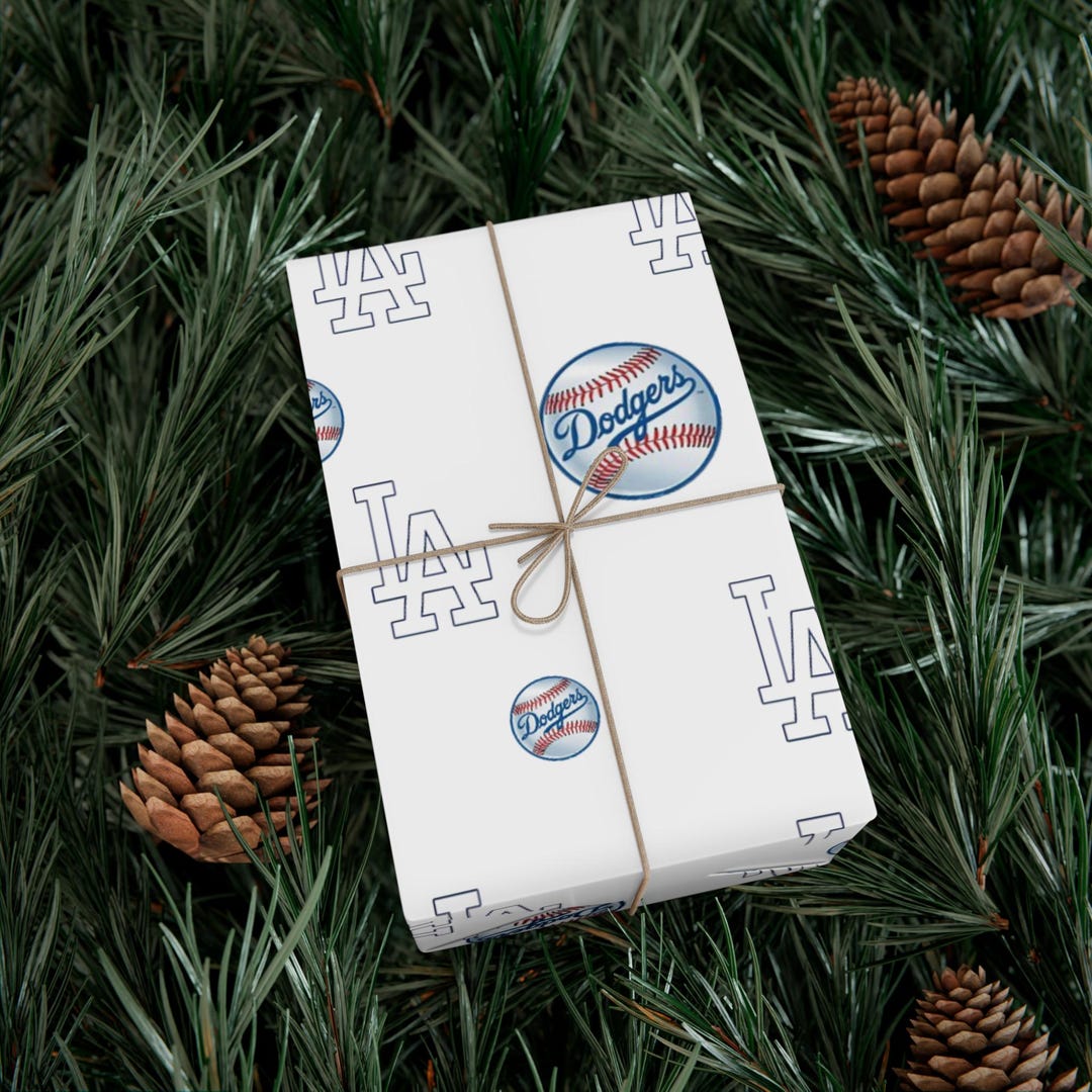Wrapping Paper Dodger Blue Baseball, Holiday Gift Wrap, Elegant, Blue ...