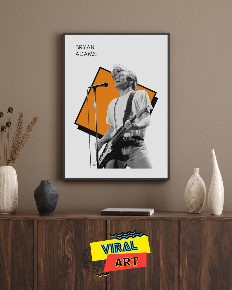 Bryan Adams Printable Wall Art, 80's Pop Icon Digital Wall Art Download ...