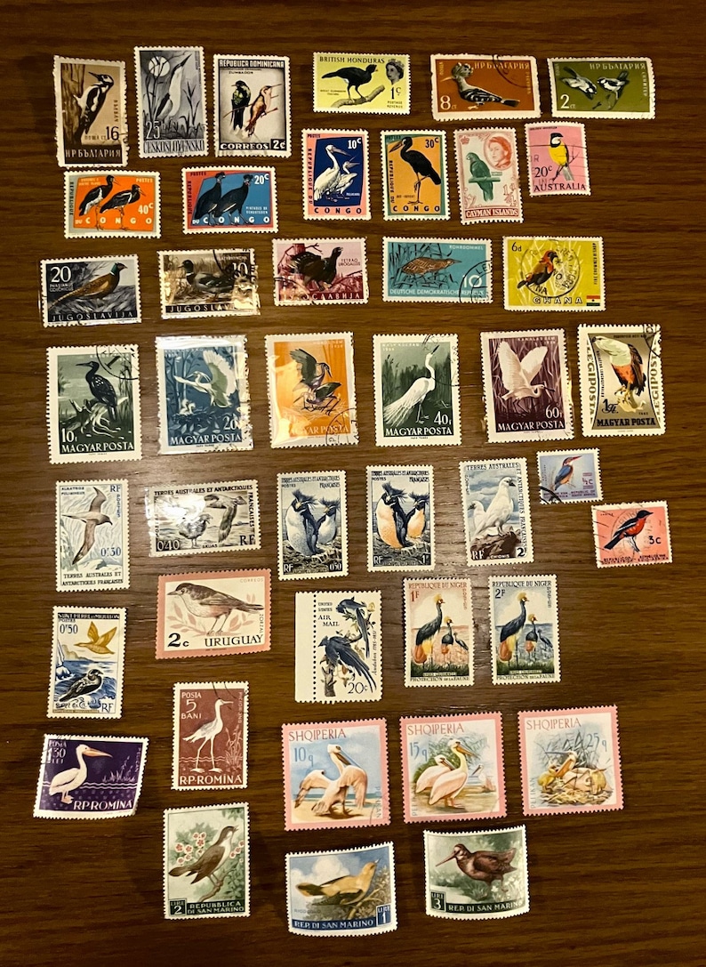 43 Beautiful Vintage Bird Stamps From 20 Countries. All in - Etsy