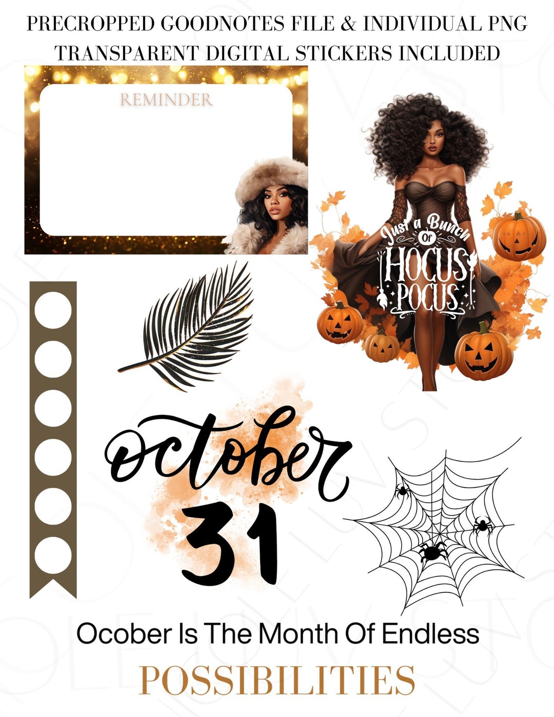 Halloween Digital Stickers October Stickers Precropped Goodnotes ...