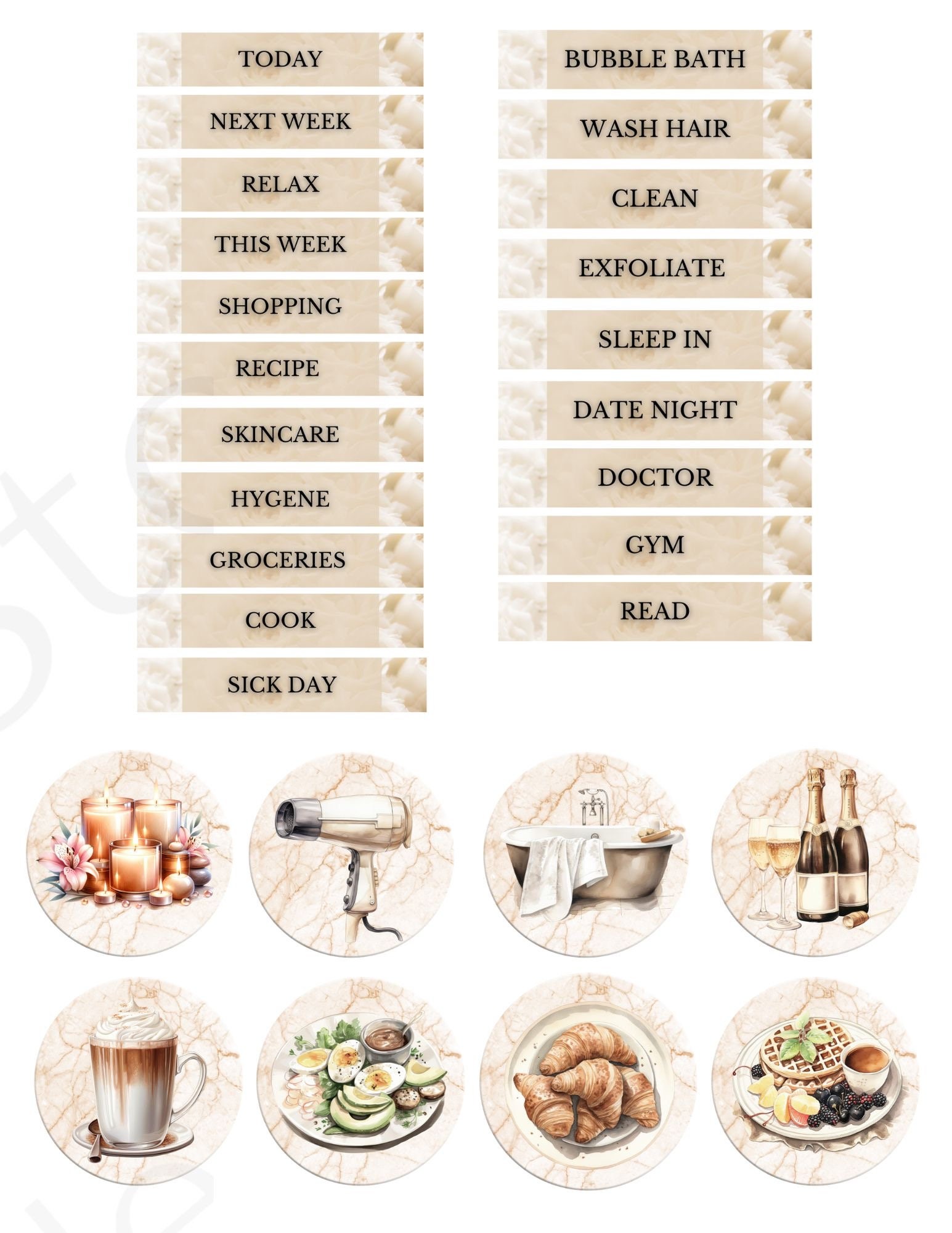 Printable Selfcare Spa Stickers Printable Stickers Print and Cut Cricut ...