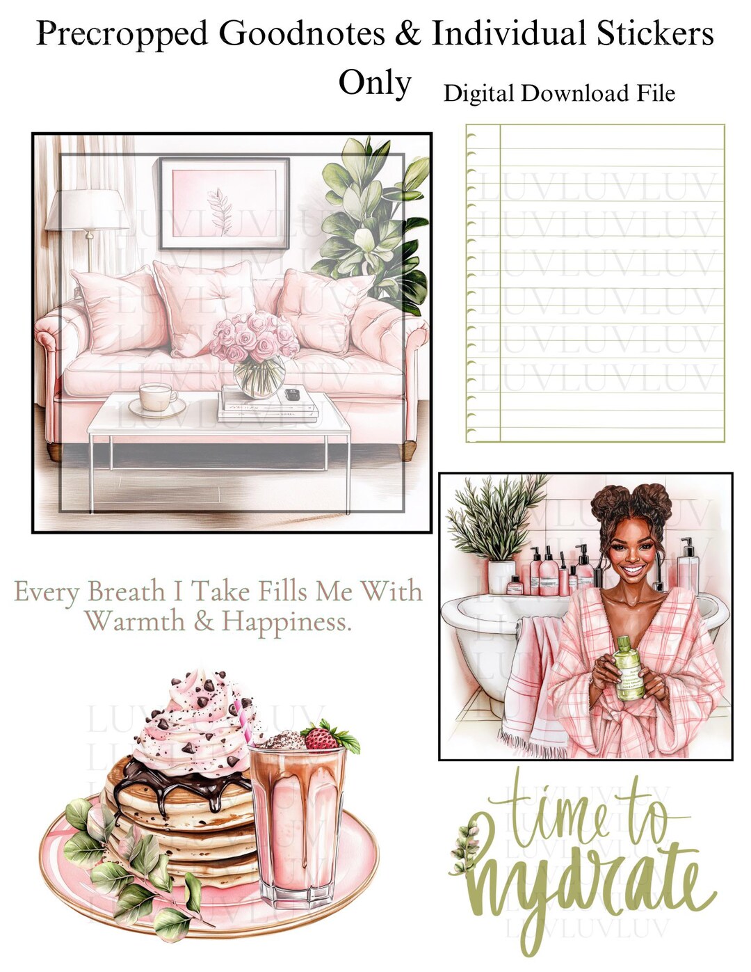 Morning Digital Stickers| Note Taking| Goodnotes Selfcare Precropped ...