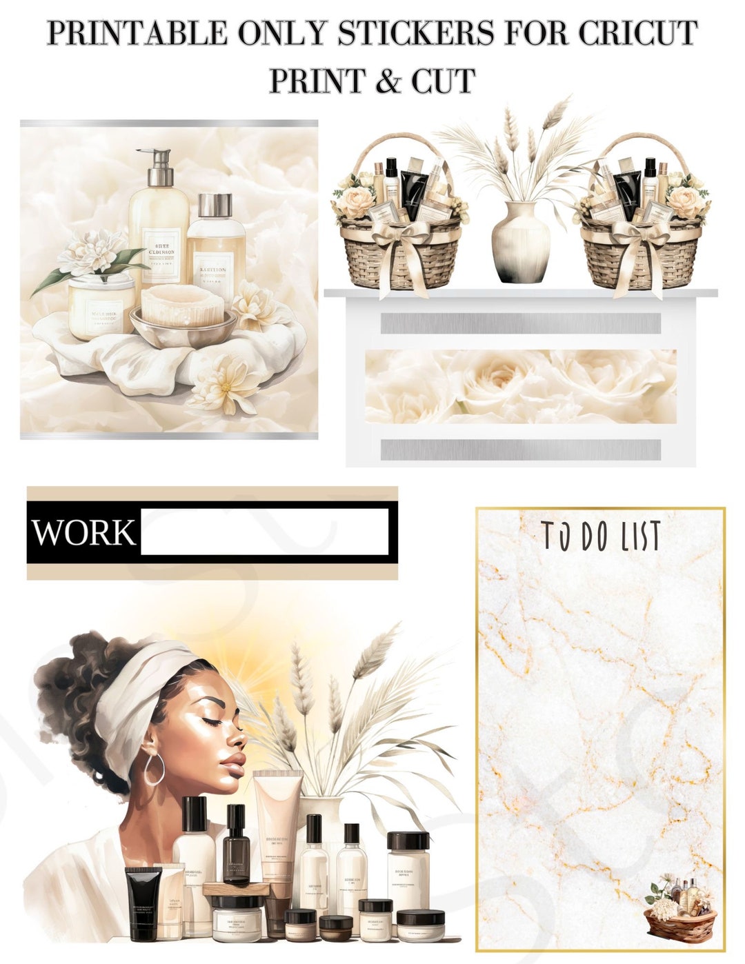 Printable Selfcare Spa Stickers Printable Stickers Print and Cut Cricut ...