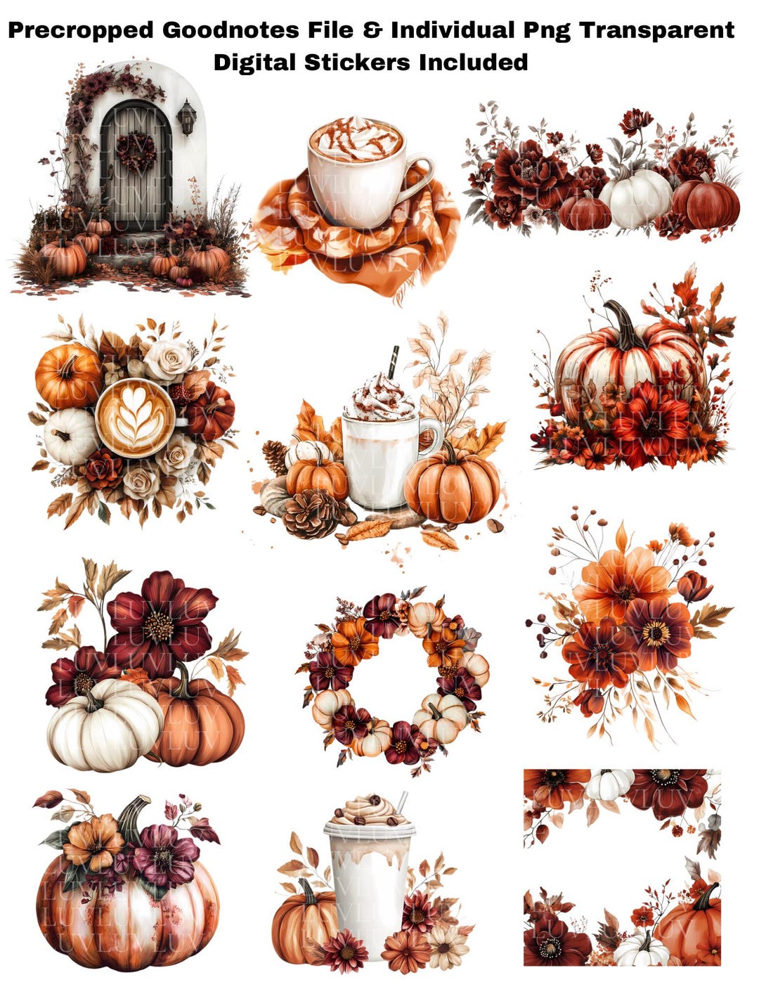 Autumn Coffee Flourished Digital Stickers| Goodnotes| Individual ...