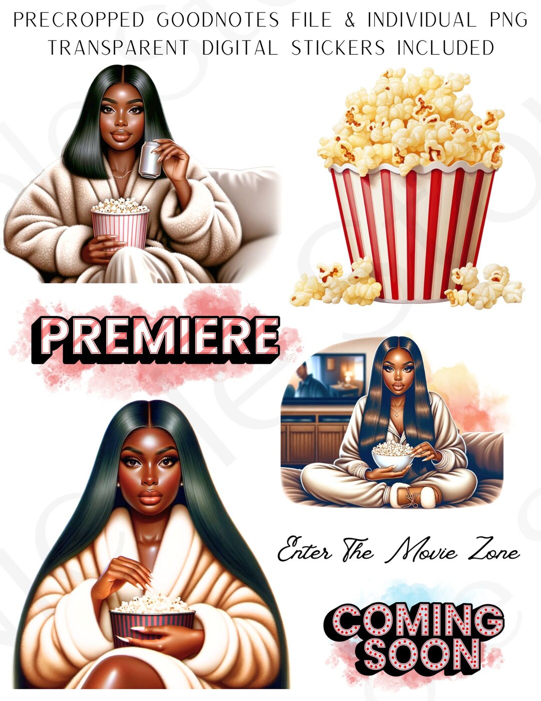 Movie Night Digital Stickers Precropped Goodnotes Png Transparent ...