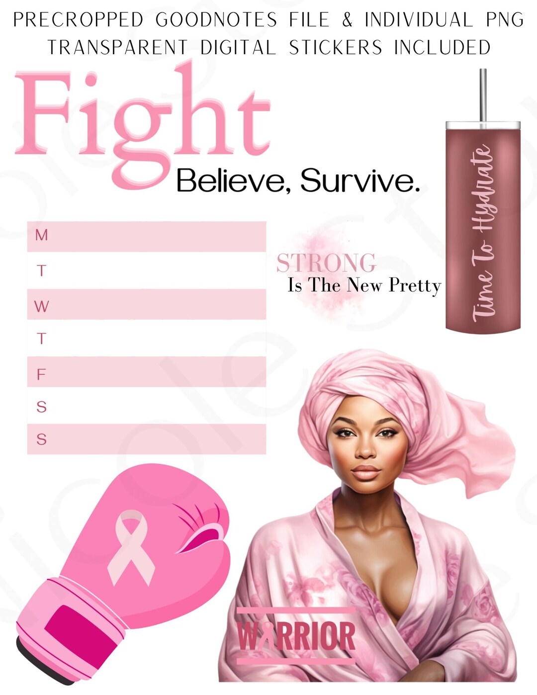 Breast Cancer Awareness Digital Stickers Precropped Goodnotes ...