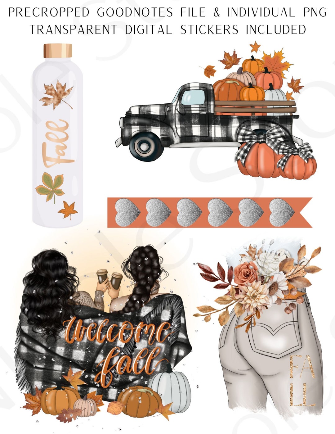 Fall Digital Stickers Autumn Goodnotes Precropped Stickers Individual ...