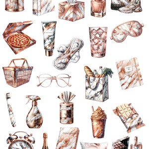 Rosegold Digital Stickers|precropped Goodnotes| Individual Digital ...