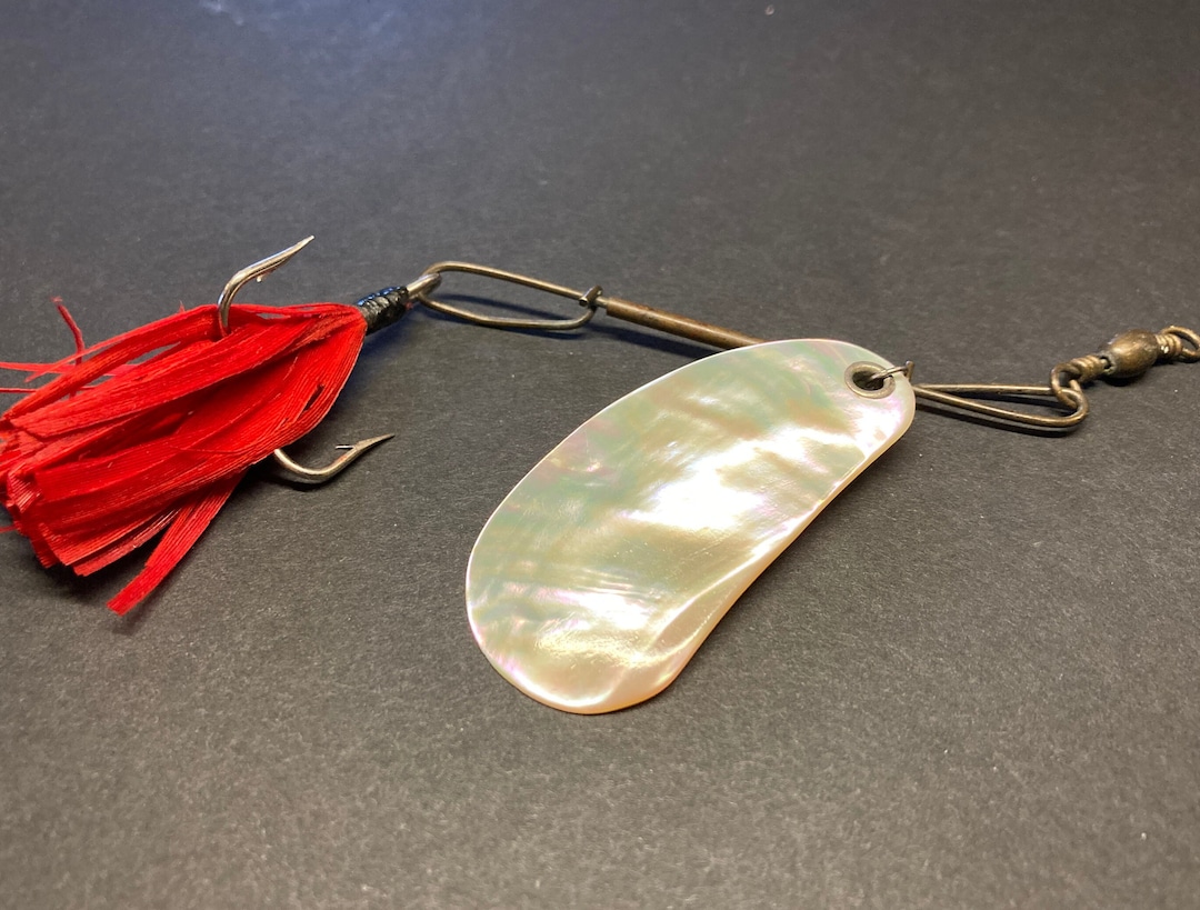 Beautiful Vintage Mother of Pearl Fishing Lure With Feathered Treble ...