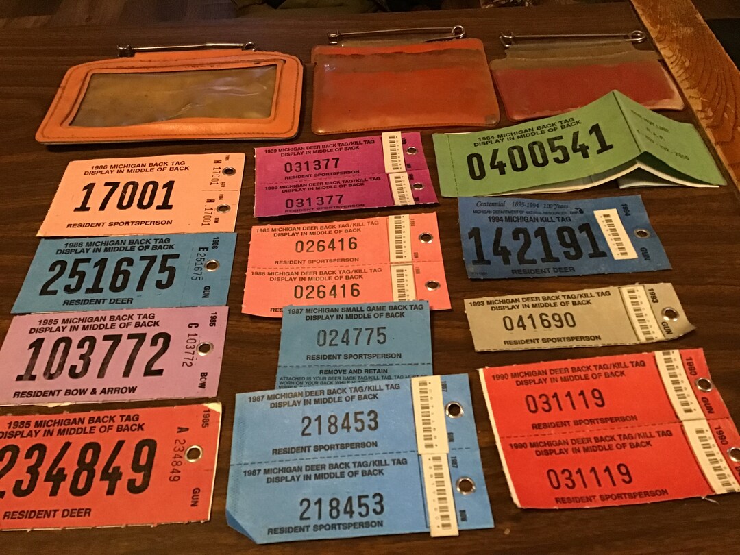 Vintage Michigan Deer Hunting Licenses. Old Collectible Lot of 12 ...