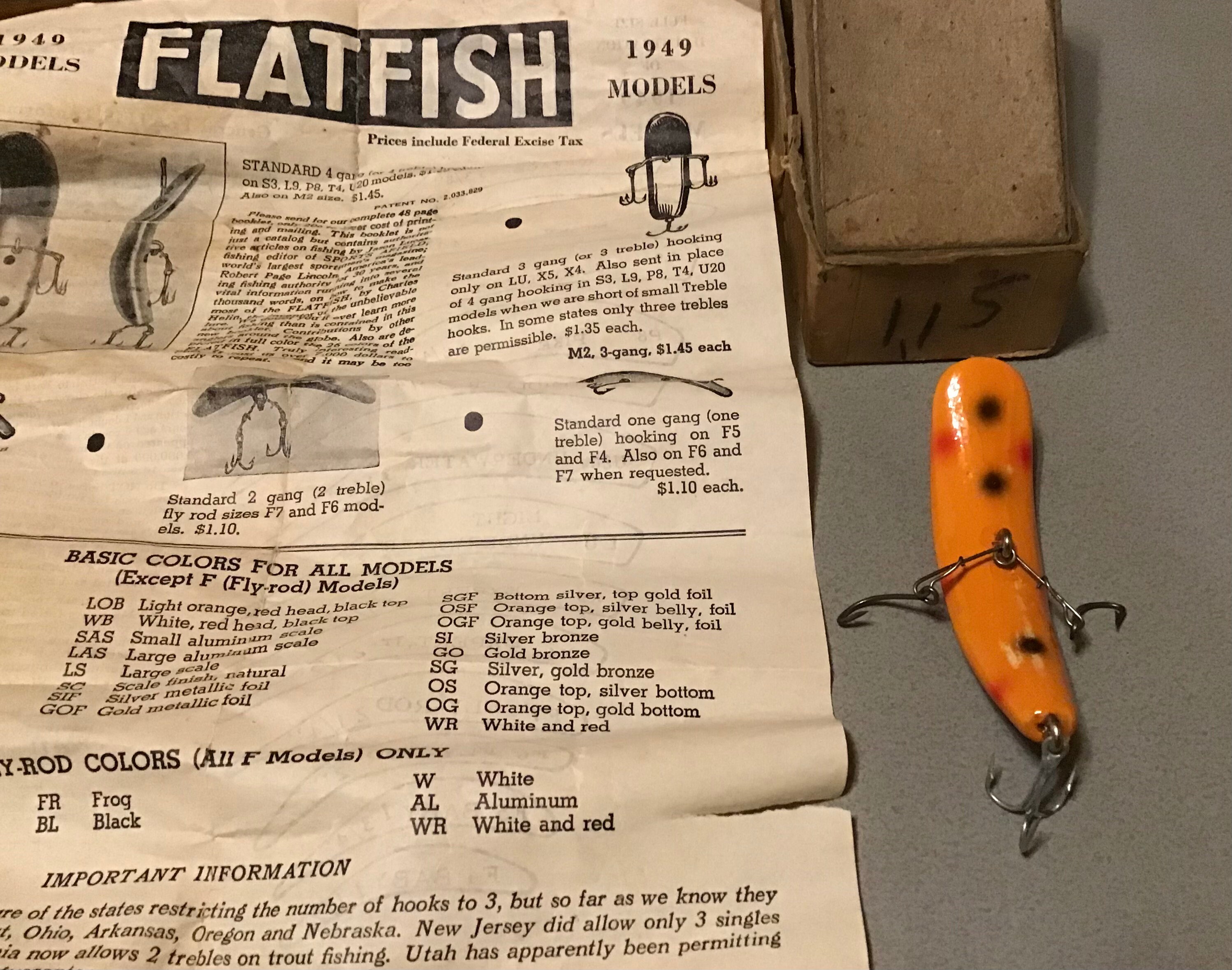 Old Rare Helin’s Flatfish Lure. Vintage Wooden Bait in Original Early ...