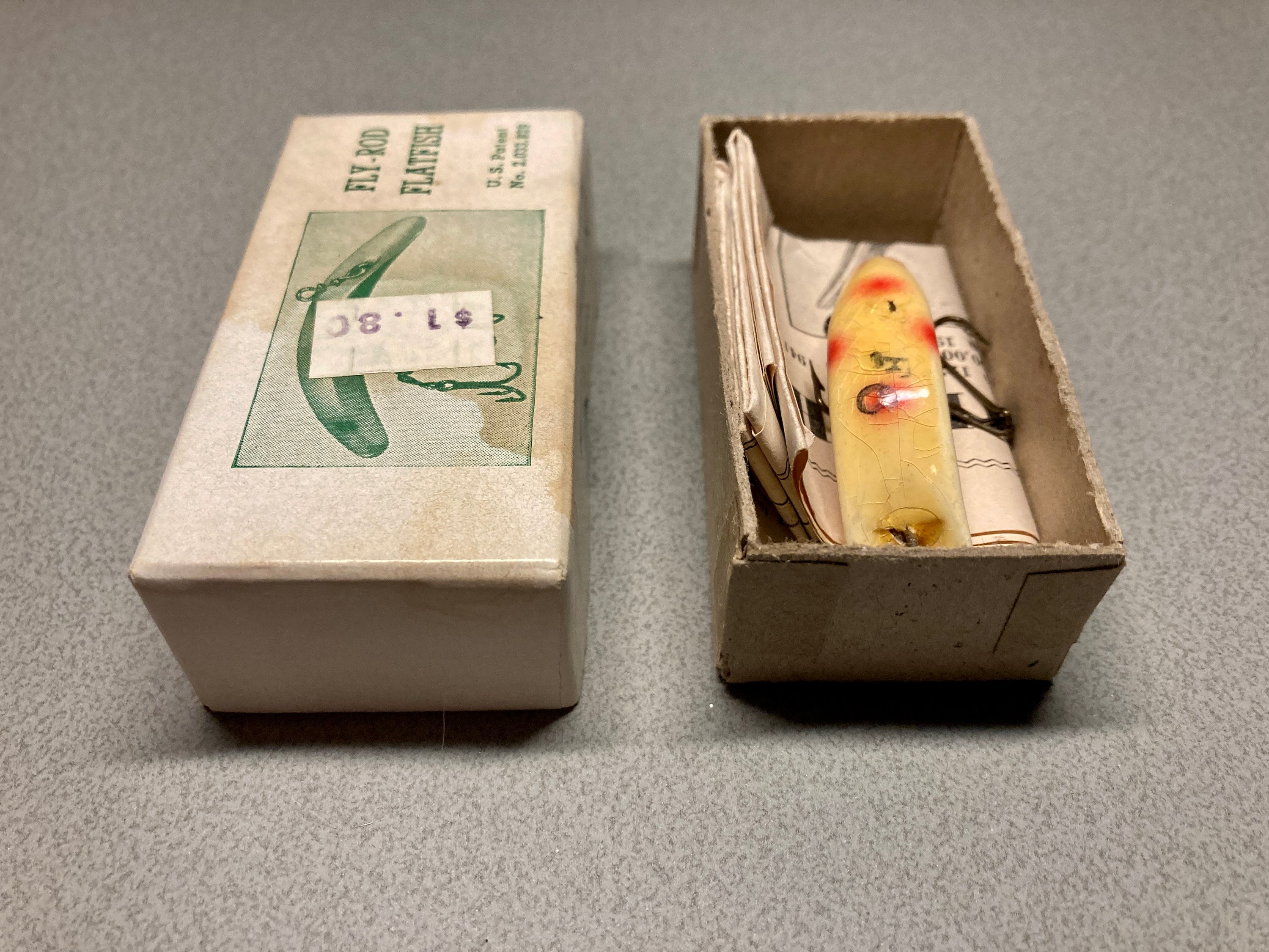 Old Collectable Vintage Fishing Lure Original Box and Paper. Wood ...