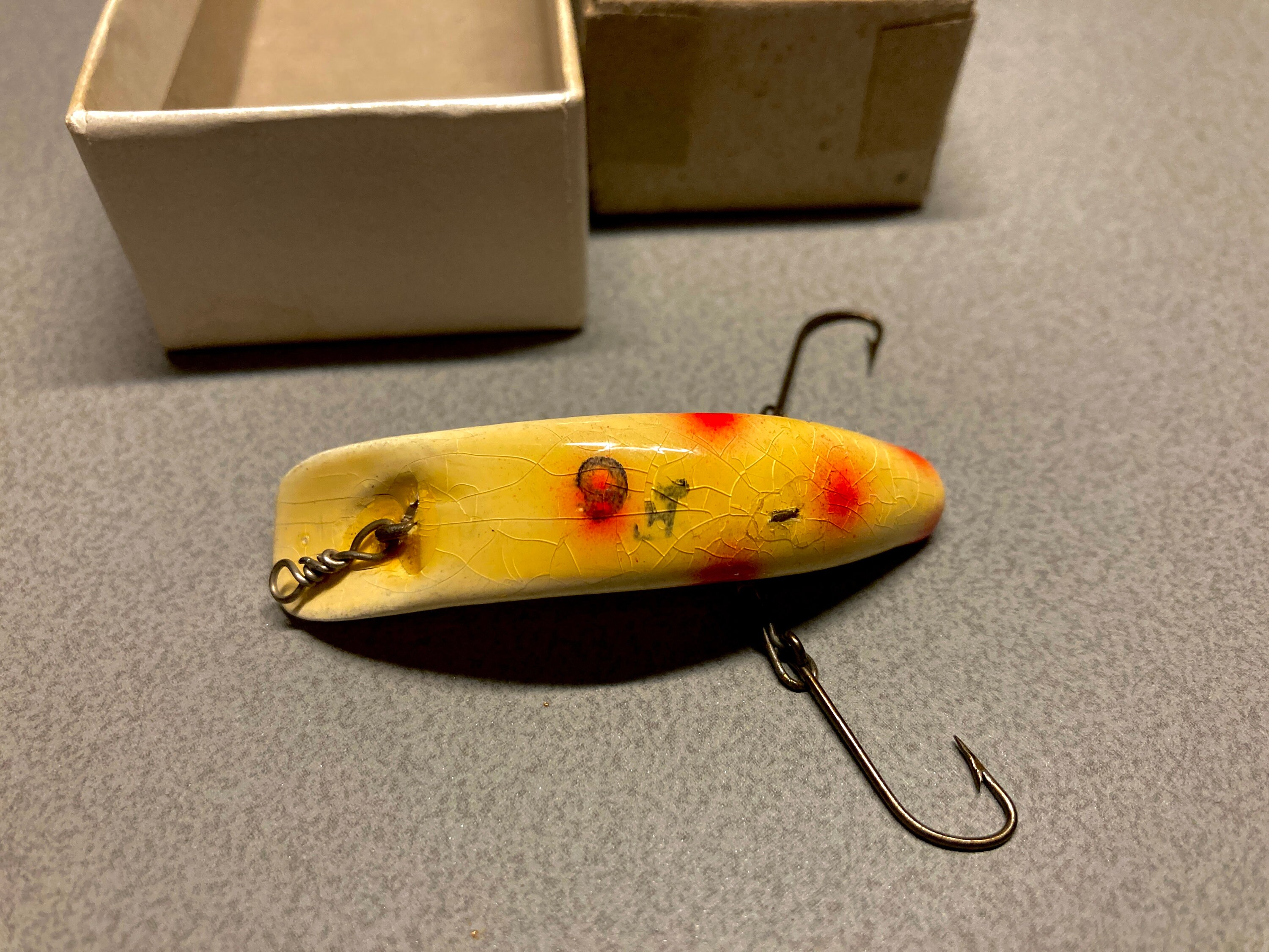 Old Collectable Vintage Fishing Lure Original Box and Paper. Wood ...