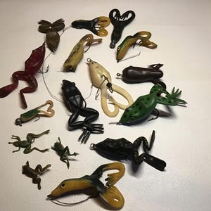 Collectible Lot of 16 Old Vintage, Rubber Frog Fishing Lures, Some of ...