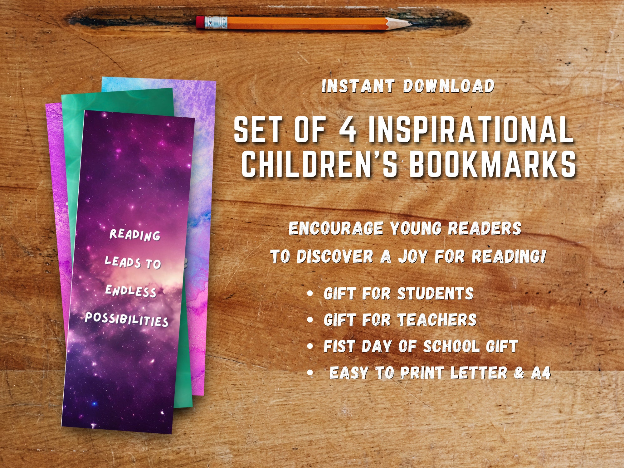 Printable Bookmark Digital Download With Unique Colourful Inspirational ...