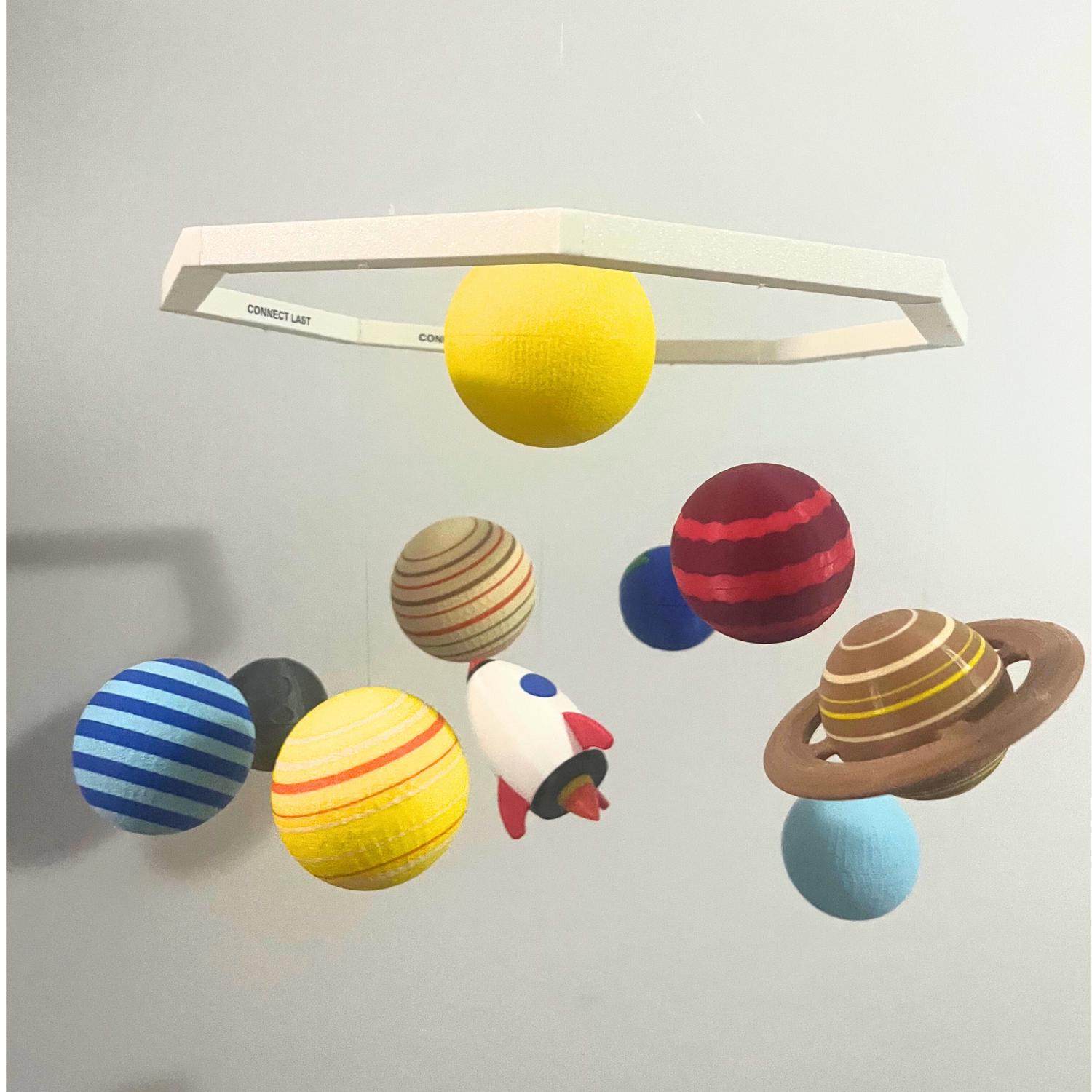 Solar System Baby Mobile 3D Printed - Planets Rocket Ship | Space ...
