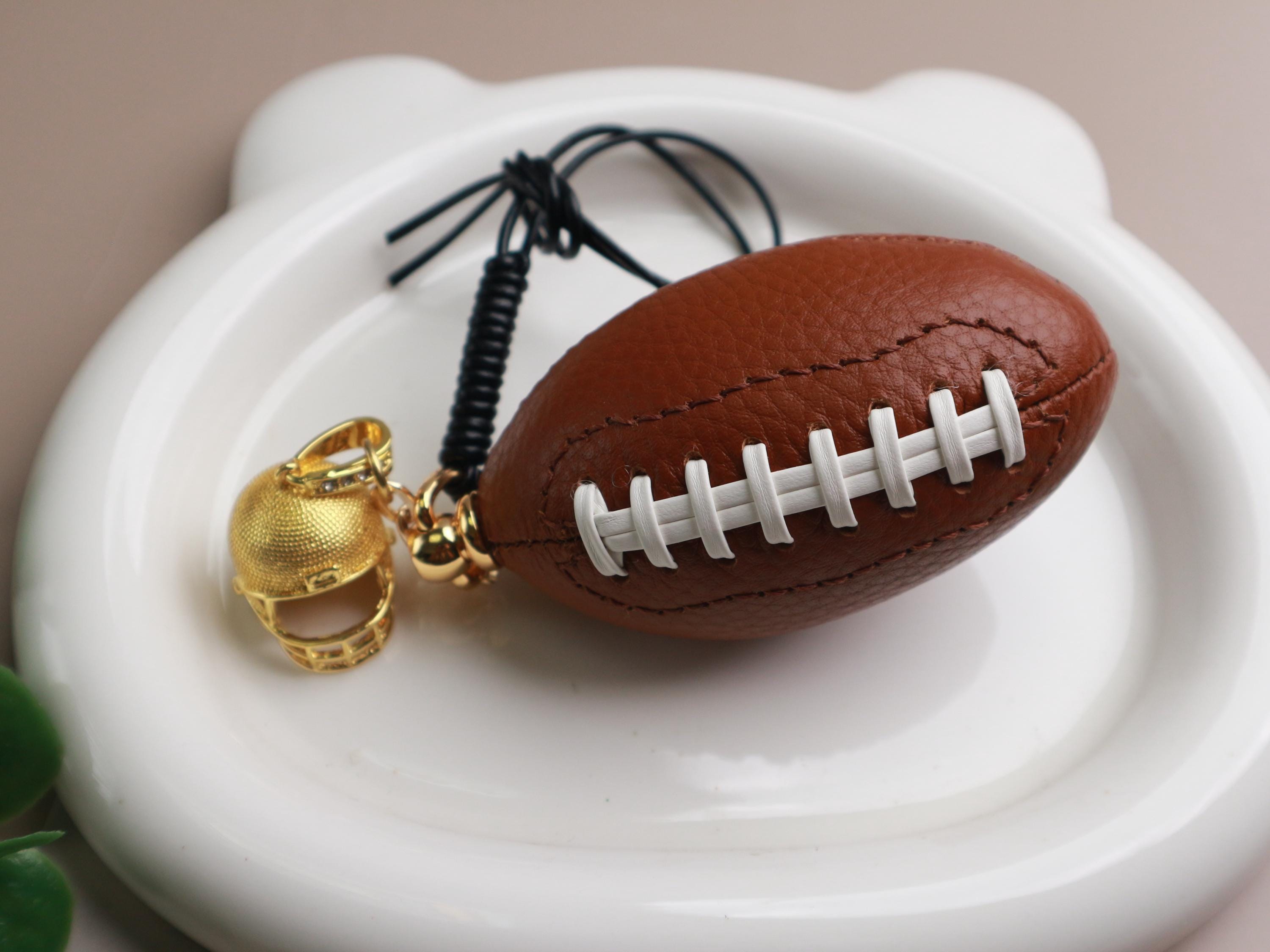 Handmade Leather Football Bag Charm, Leather Bag Charm,cute Ball ...