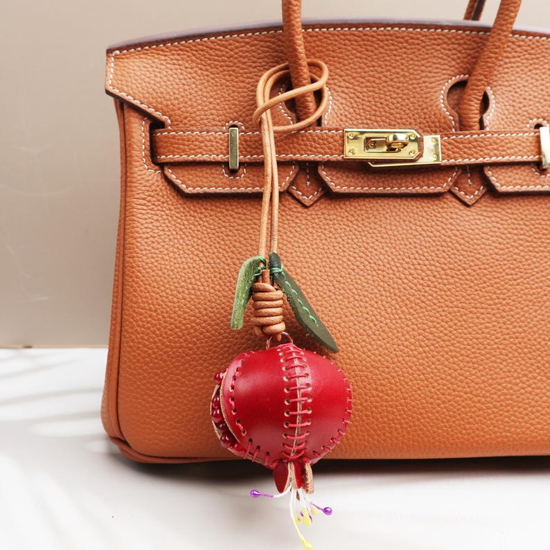 Genuine Leather Pomegranate Keychain,fruit Bag Charm,car Mirror ...