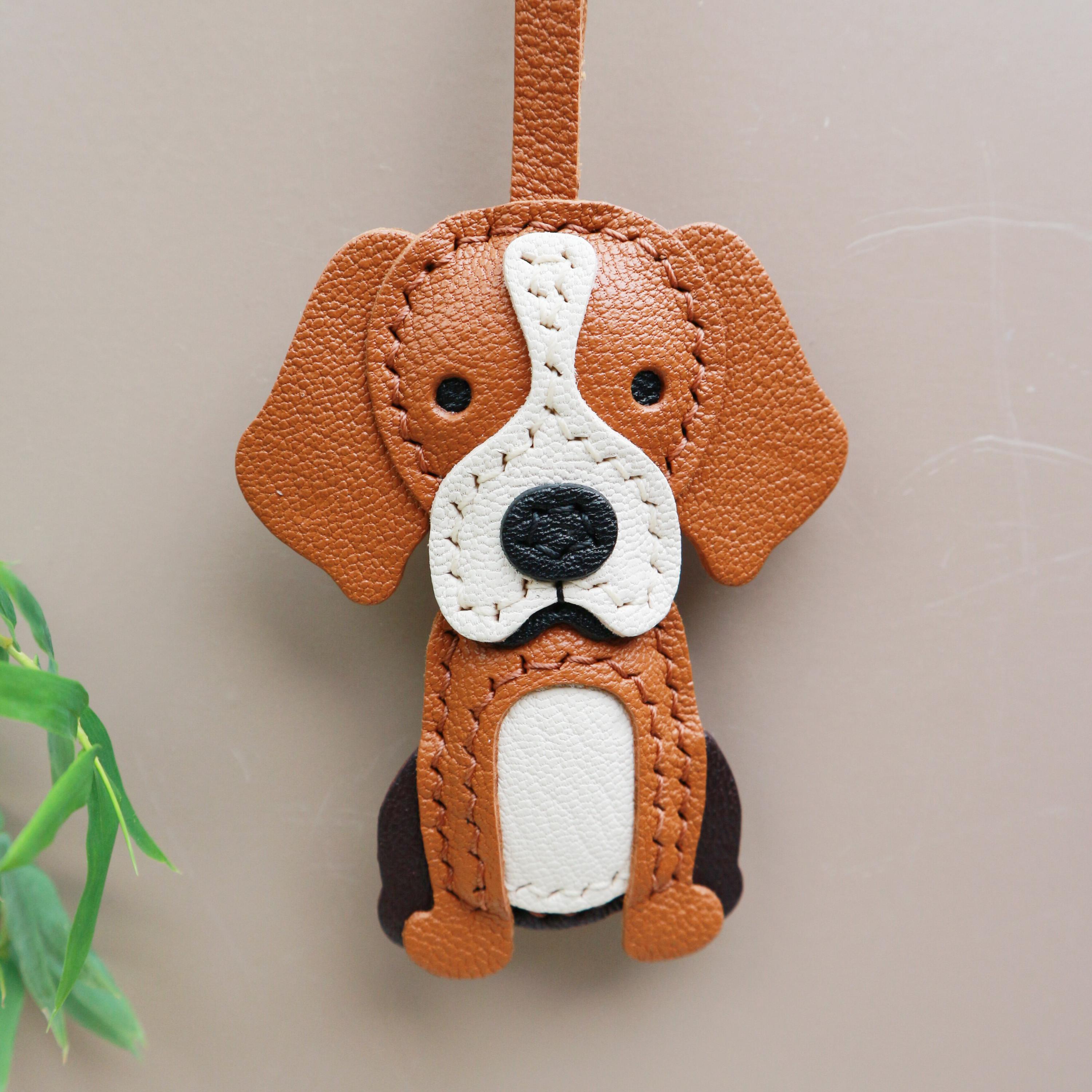 Handmade Leather Dog Bag Charm,leather Bag Charm,cute Dog Keychain ...