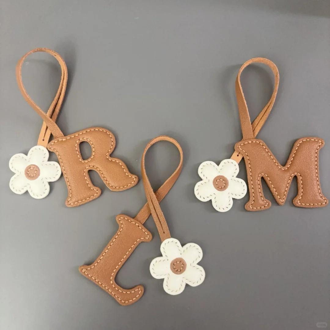 Leather Name Charm, Alphabet Bag Charm, Personalized Leather Keychain ...