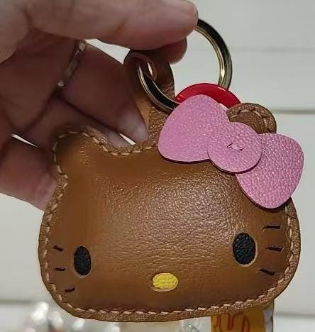 Hello Kitty Bag Charm, Handmade Leather Cat Bag Charm, Leather Handbag ...