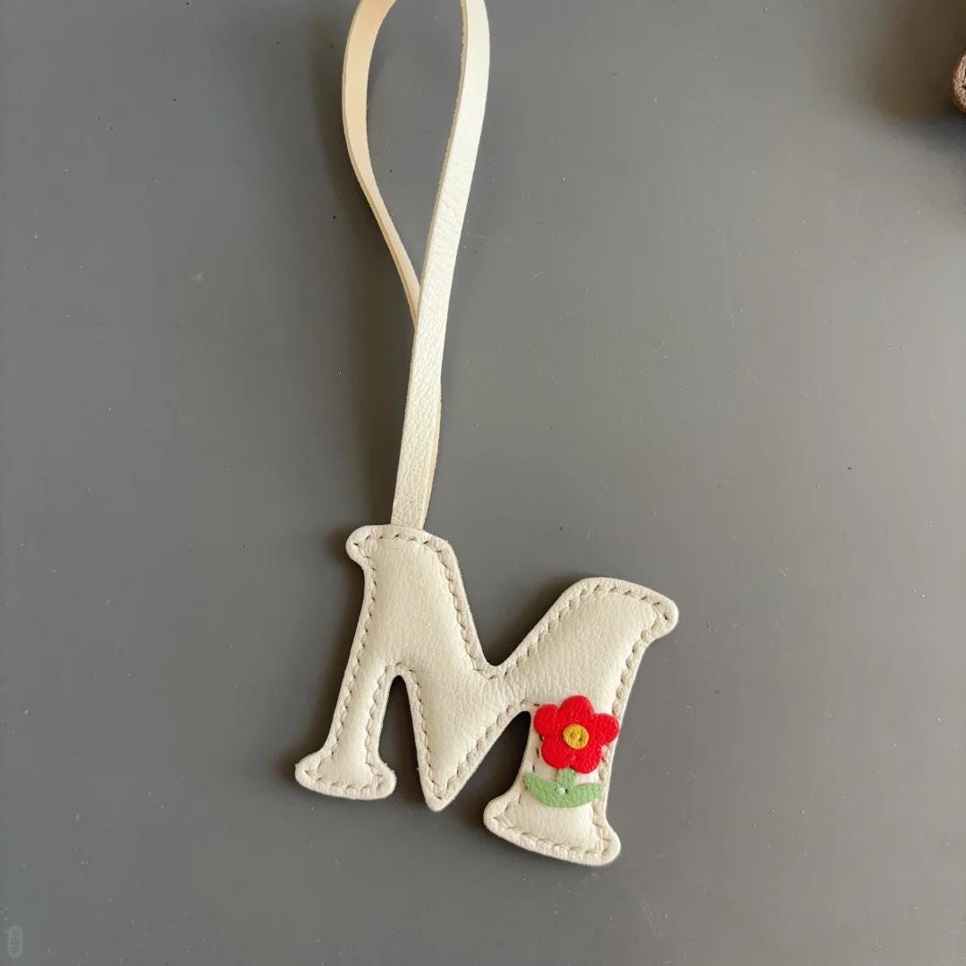 Personalized Leather Initial Name Bag Charm,custom Handmade Keychain ...